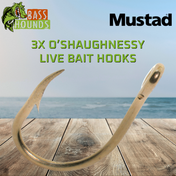 Mustad 3x O'Shaughnessy Live Bait Hooks - Bass Hounds